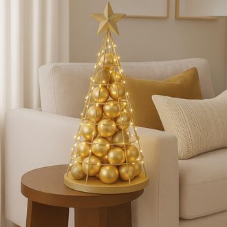 Mendler Deko-Baum HWC-O91, Weihnachtsbaum Schmuckbaum Weihnachtsdeko Christbaum zum Beschm&uuml;cken, Metall 60cm - goldfarben
