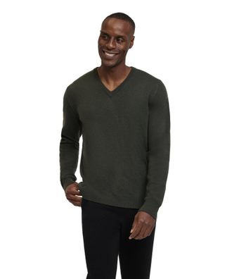 Falke Herren Pullover Basic Lambswool V-Neck M Pu Wolle elegant klassisch f&uuml;r Business und Freizeit mit V-Ausschnitt 1 St&uuml;ck, Gr&uuml;n Loden 7900, S