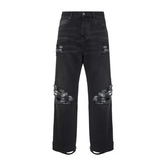 Amiri Homme, Jeans, Noir, Taille: W30 Flannel Repair Baggy Jean