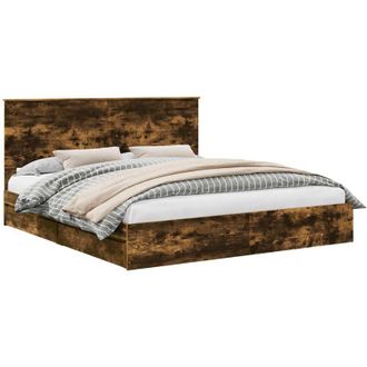 vidaXL Aufbewahrungsbett Ger&auml;ucherte Eiche 180 x 200 cm Holzwerkstoff vidaXL
