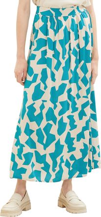 Tom Tailor Damen 1037217 Maxi Rock mit Muster, 32146-Petrol Big Abstract Design, 34
