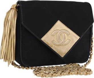 Chanel Sac bandouli&egrave;re en satin doccasion - Femme - Pre-owned - Noir - Taille: ONE Size