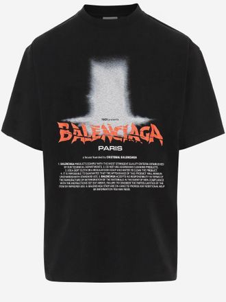 Balenciaga Womens T-Shirt The Door Oversized Cotton Black T-Shirts & Jerseys