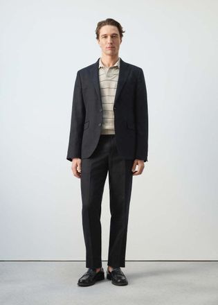 Mango Jupe m&eacute;lange de lin &agrave; rayures beige - Homme - XXL - MANGO MAN