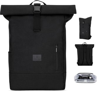 Johnny Urban Rolltop Rucksack Damen & Herren Schwarz - Robin Large - Tagesrucksack mit 16 Zoll Laptopfach - Recyceltes PET - 18-22L - Wasserabweisend