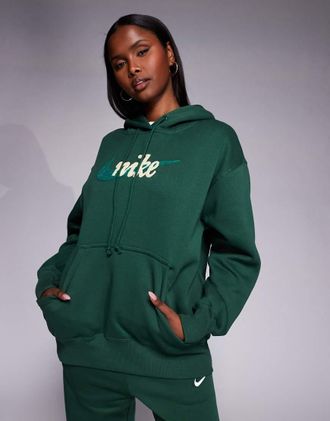 Nike Phoenix Fleece - Sweat &agrave; capuche oversize &agrave; logo - Vert