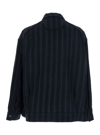 Juun.J Mens Black Jacket With Classic Collar Cotton And Wool Blend Coat