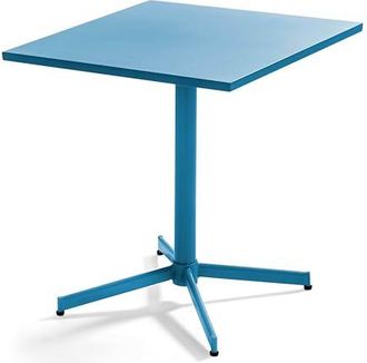 Oviala Table de Jardin carrée Bistro inclinable en Acier Bleu Pacific - Palavas