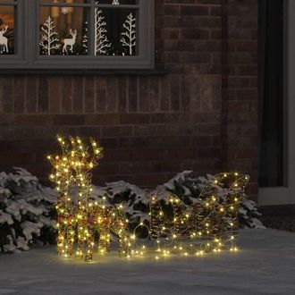Festnight Beleuchtet Au&szlig;en Led Rentier mit Schlitten 160 Led Weihnachtsdeko Outdoor Figuren Led Rentier Outdoor Weihnachtsfiguren Garten Weihnachtsbeleuchtung F