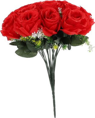 Amosfun Grabblumen F&uuml;r Den Friedhof Realistische K&uuml;nstliche Rosen Kunstblumenstrau&szlig; Stabiles Blumenarrangement F&uuml;r Die Gedenkst&auml;tte