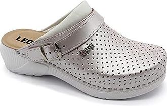 Leon 3300 Sabots Mules Chaussons Chaussures en Cuir, Femme, Perle, EU 36