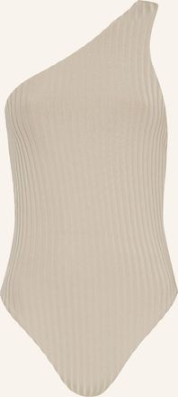 Calvin Klein One-Shoulder-Badeanzug Archive Rib beige