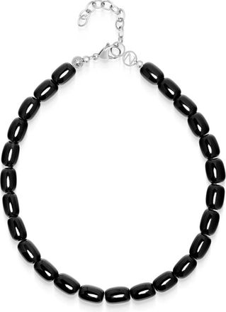 Nialaya Femme, Accessoires, Gris, Taille: 3Xs/2Xs Black Onyx Beaded Necklace