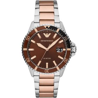 Emporio Armani Quartz Uhr mit Datumsanzeige und zweifarbigem Armband - - Accessories - Herren - Mehrfarbig - ONE SIZE