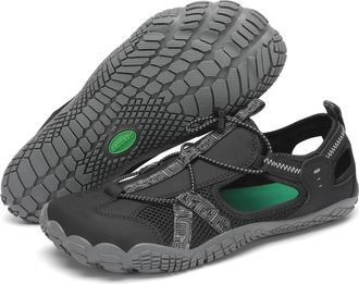 Saguaro Trekkingsandalen Damen Barfußschuhe Bequem Barfuß Sandalen Outdoor Herren Geschlossen Wandersandalen, Schwarz 39 EU