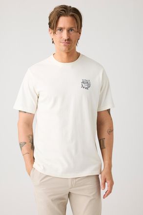 Knowledge Cotton Apparel Herren vegan T-Shirt Sos Chest Print Egret Wei&Atilde;Y