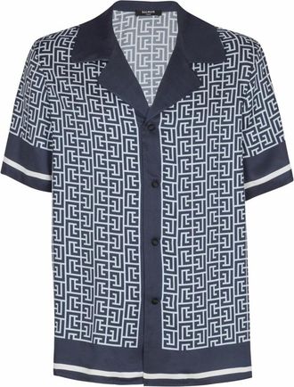 Balmain Monogramm Pyjamahemd - - Shirts - Herren - Blau - L