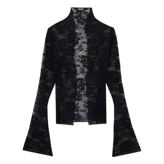 GCDS Spitzenbluse mit ausgestelltem Schnitt - - Blouses & Shirts - Damen - Schwarzk - XS