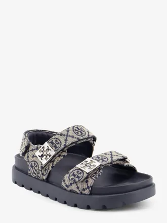 Tory Burch Womens Sandals T Mono Perfect Monogram Blue Fabric
