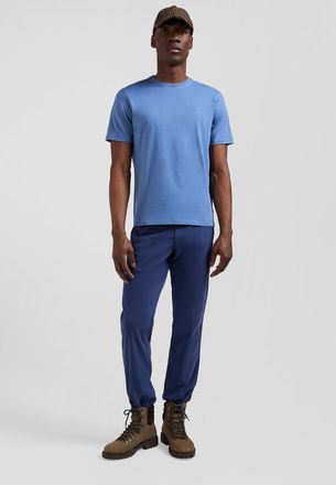 Eden Park T-shirt Manches Courtes En Coton Pima Uni Bleu Coupe Regular