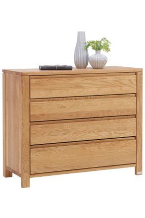Linea Natura Kommode, Wildeiche, Holz, Wildeiche, massiv, 4 Schubladen, 105x86x45 cm, Beimöbel erhältlich, in verschiedenen Holzarten