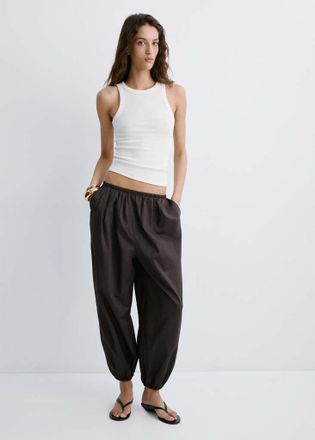 Mango Baumwoll-Ballonhose schokolade - Damen - 34 - MANGO
