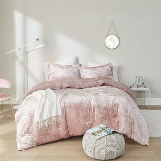 Comfort Spaces Juliette Luxe Bettw&auml;scheset aus Samt mit weicher geb&uuml;rsteter Mikrofaser-R&uuml;ckseite, f&uuml;r alle Jahreszeiten, kuscheliges Samt-Bettw&auml;sche-Set, Flauschiges