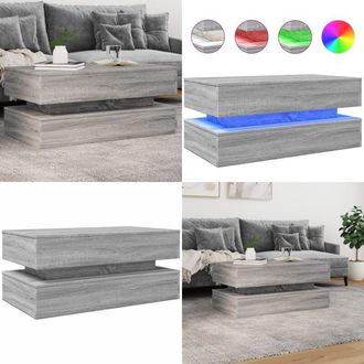 vidaXL Vidaxl - Table basse avec lumi&egrave;res led gris sonoma 90x50x40 cm - Table Basse Design - Table Basse Led - Table Basse Lumineuse - Meuble Tv - Table