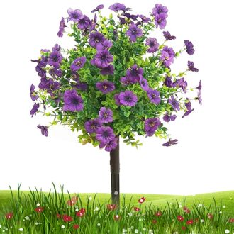 Generico K&uuml;nstliche Pflanze mit, Gartendekoration, Kunstpflanzen f&uuml;r den Au&szlig;enbereich, Violette und Erdspie&szlig;, realistische Violette Pflanzen, UV-best&auml;ndig, mit