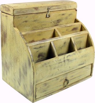 Guru Shop Vintage Schreibtisch Ordner, Schreibtisch Ablage - Weiß Modell 1, 30x30x20 cm