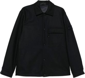 Stone Island Homme, Vestes, Bleu, Taille: L Surchemise en mélange de laine