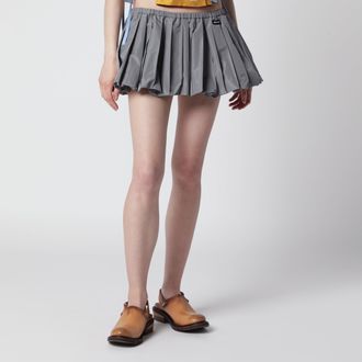Miu Miu Minirock Tela Tec mit Falten in Bleigrau
