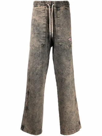Diesel pantalon droit &agrave; effet d&eacute;lav&eacute; - Marron