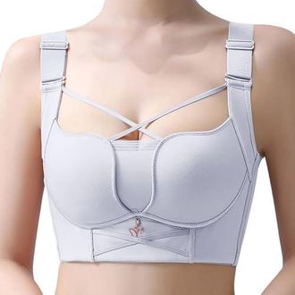 Generic Soutien-gorge 2026 pour femme, couverture compl&egrave;te, sans fil, grande taille, avec soutien lat&eacute;ral et levage, gris, 115D