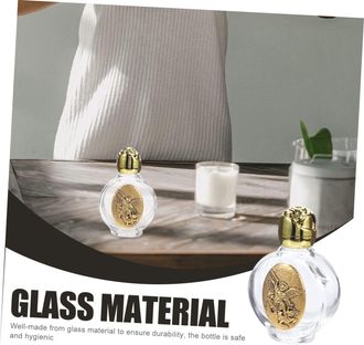 TOPBATHY 16 Stück Teiliges Metallisch Geprägte Glasfläschchen für Kleine Wiederbefüllbare Heilige Wasserbehälter Tragbare Dekorative Flaschen für Taufe und Hoc