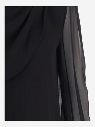 Valentino Silk High-Neck with Sheer Sleeves Dress - Black
