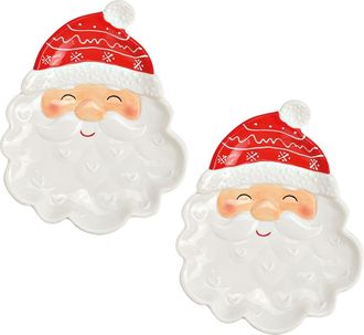 Matches 21 Buntes Nikolaus-Teller Set aus Keramik für Kekse & Snacks - Süße Weihnachtsservierteller 16 x 21 cm als Tisch- und Weihnachtsdeko - Lustige Dekoteller