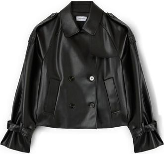 Motivi Femme, Vestes, Noir, Taille: 36 FR Trench-coat court crois&eacute; en tissu enduit