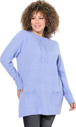 Ulla Popken Damen große Größen Übergrößen Plus Size Pullover, Stehkragen, Kordel, Taschen, Langarm himmelblau 54+ 835711700-54+