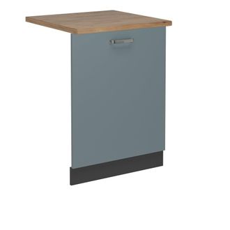 Vicco Geschirrspülblende R-Line, Geschirrspüler Fronttür, Blau-Grau, 60 cm, AP Eiche