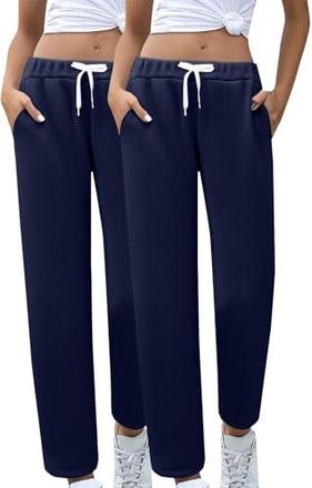 Generic Lot de 2 Pantalon De Running Femme Chic &Eacute;t&eacute; Pant Longue Stretch Tendance Comfy Streetwear D&eacute;tente Mode Costume Classique Basique Taille Elastique 2026