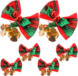 Yardwe 6st&uuml;cke Mini-weihnachtsgl&ouml;ckchen aus Eisen mit Schleifen-deko f&uuml;r Girlanden Weihnachtsbaumdeko und Geschenkverzierung Leicht zu Reinzen und Wiederverw