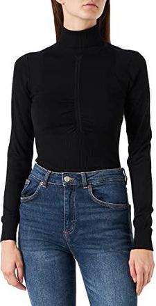 Morgan Femme Pull Col Roule Avec Fronces 192-mpardi.n T-shirt, Noir, XS EU