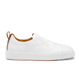 Santoni Homme, Chaussures, Blanc, Taille: 42 1/2 EU Baskets en cuir slip-on