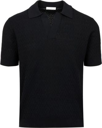 Paolo Pecora Homme, Tops, Noir, Taille: S Polo Noir en Tricot Chevron