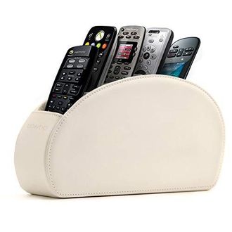LondoDesign Range Télécommandes à 5 Compartiments - DVD, Blu-Ray, TV, Chaîne Hi-Fi, Roku ou Apple TV - Cuir avec Doublure Suédée - Faible Encombrement pour Séjour