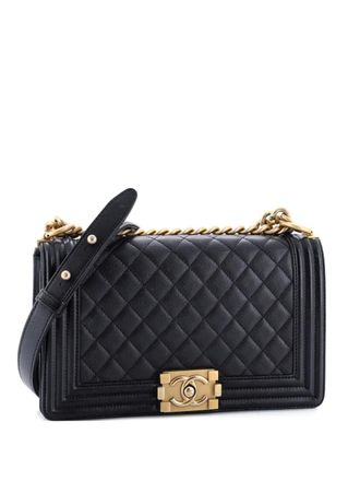 Chanel Mittelgro&szlig;e Boy Flap Bag Quilted Caviar Umh&auml;ngetasche - Schwarz