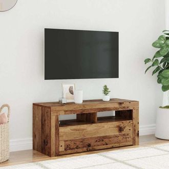 vidaXL Vidaxl - Meuble tv avec lumi&egrave;res led vieux bois bois ding&eacute;nierie