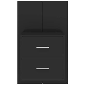 Generic Wandmontierter Nachttisch mit 2 Schubladen, H&auml;ngender Nachttischschrank, Wandmontierter Schlafzimmer-Organizer f&uuml;r Kleine R&auml;ume (Schwarz)