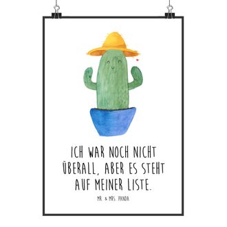 Mr. & Mrs. Panda Bild Kaktus Hut DIN A5 - Geschenk, Reisetagebuch, St&auml;dtetrip, kunstposter, Reisen, Kakteen, wanddeko, Wandbild, Kunstdruck, Spruch, Geschenkidee, Wand